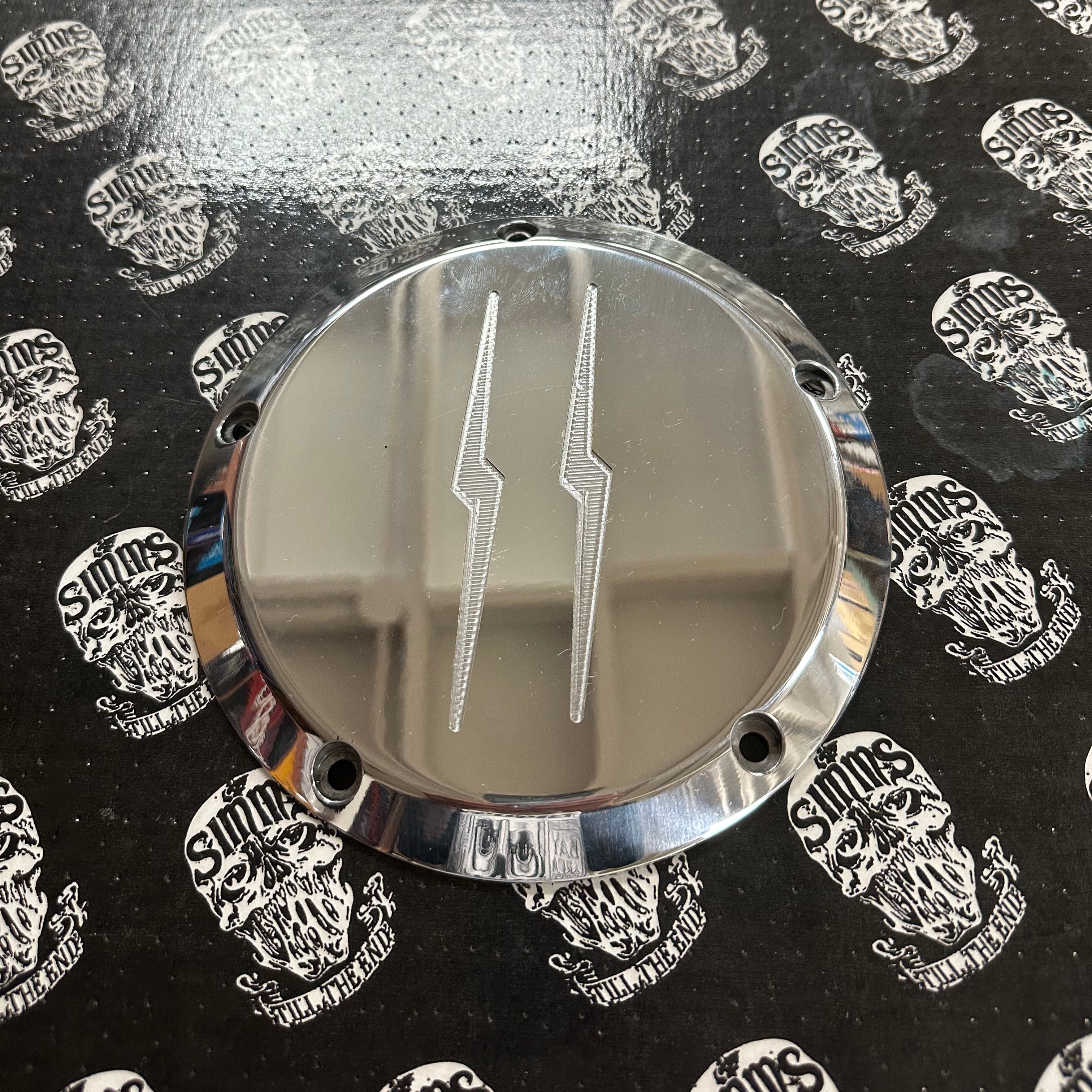 SIMMS Polished Twin Cam 5 Hole Side Derby Cover J-Thunder Bolt – Simms Custom Cycles