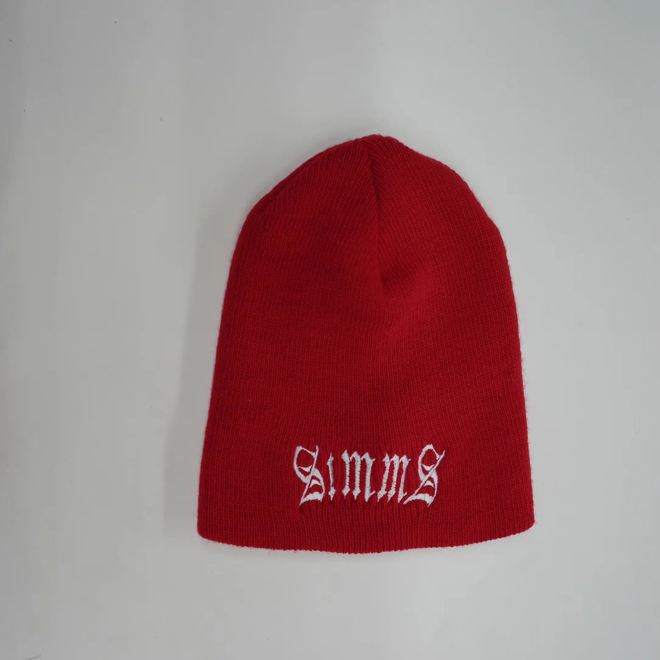 SIMMS Old English White Logo Beanie -Red – Simms Custom Cycles