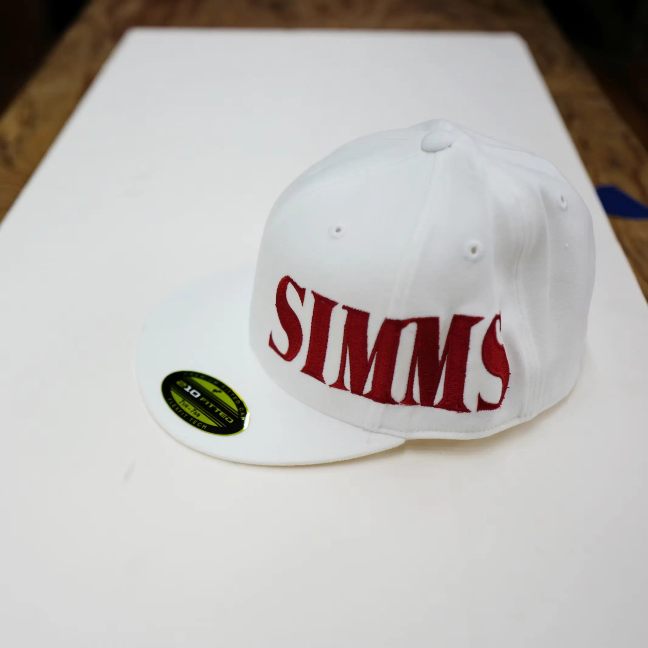 SIMMS On Side Red Logo Hat -White – Simms Custom Cycles