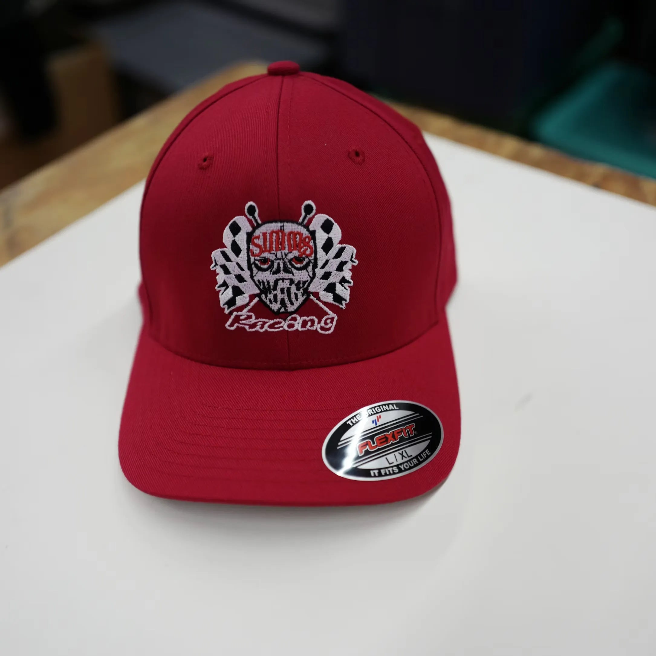SIMMS Racing Flag Skull Hat -Red – Simms Custom Cycles